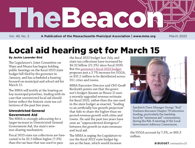 MMA publishes March issue of The Beacon - Massachusetts Municipal ...