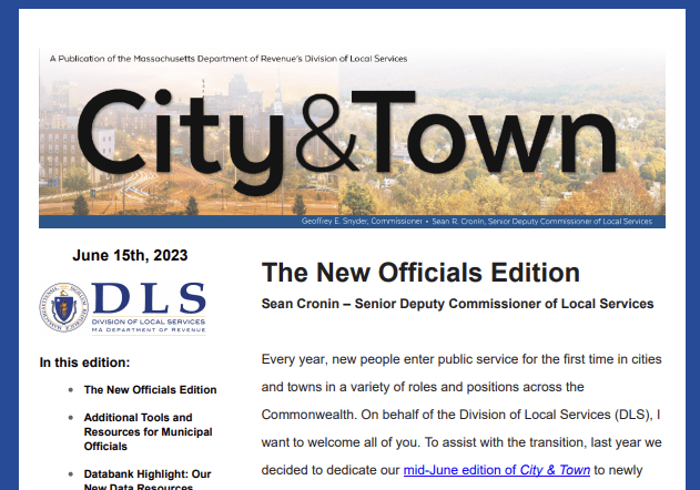 DLS publishes issue dedicated to new local officials - Massachusetts Municipal Association (MMA)