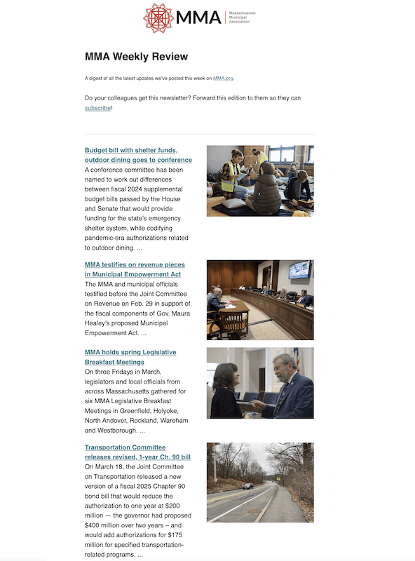 Newsletter Sign up - Massachusetts Municipal Association (MMA)