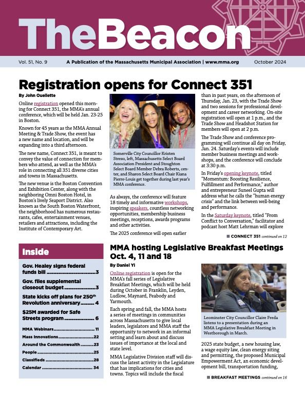 MMA publishes October issue of The Beacon - Massachusetts Municipal Association (MMA)