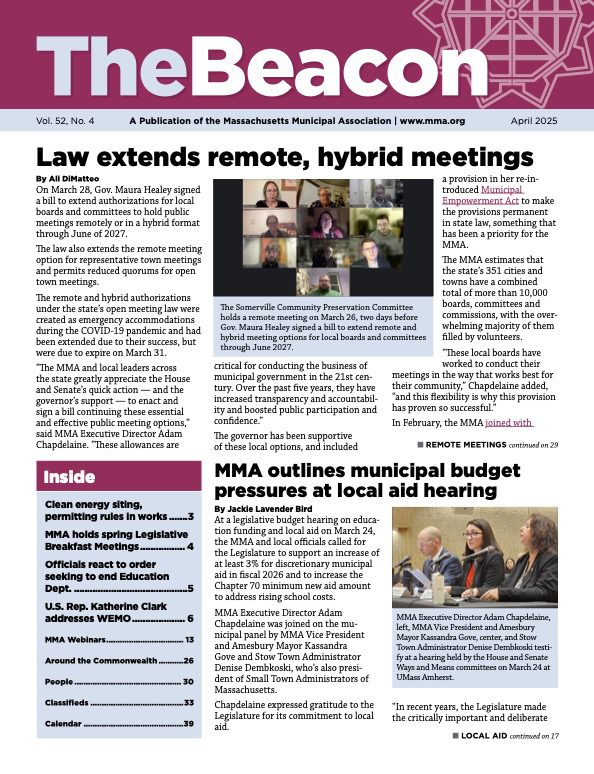 MMA publishes April issue of The Beacon - Massachusetts Municipal ...